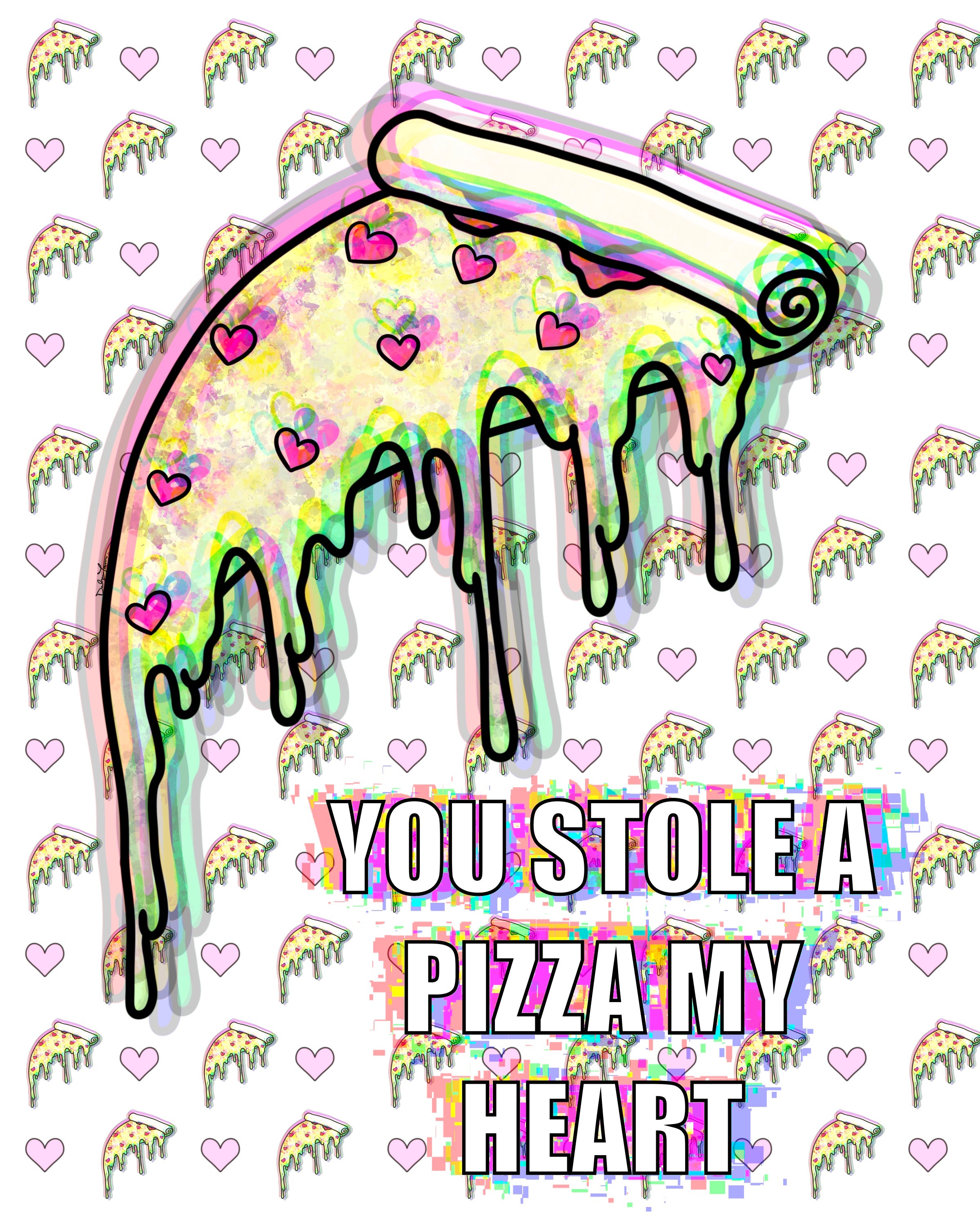 Pizza Heart Mini Print | Sardonic Sloth Art