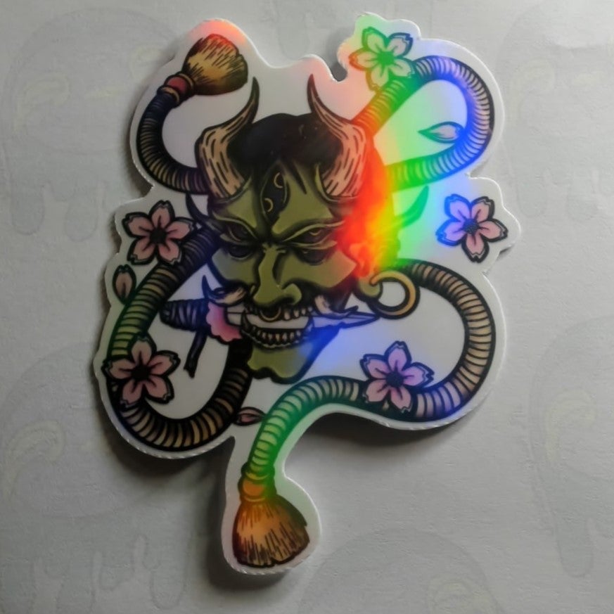 Oni Mask Sticker | Sardonic Sloth Art